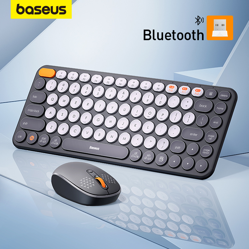 Baseus Mouse Bluetooth Wireless Computer Keyboard and Mouse Combo with 2.4GHz USB Nano Receiver ...