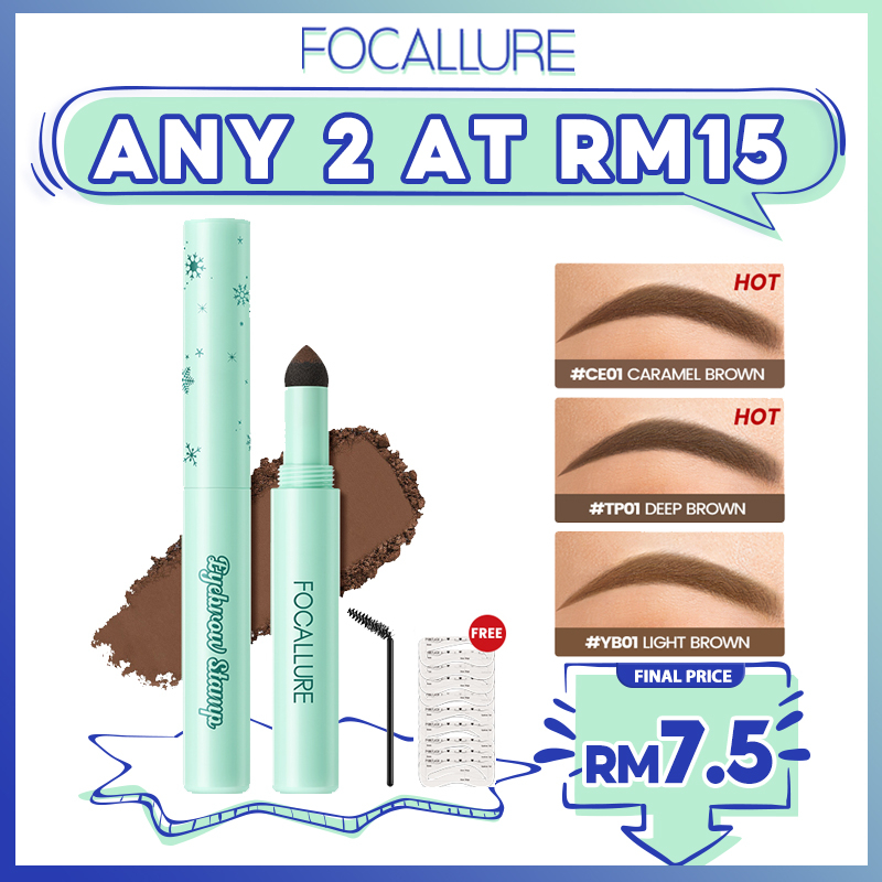 FOCALLURE Pro-pigmented 2-In-1 Long Wear Eyebrow Stamp Eyebrow Powder ...