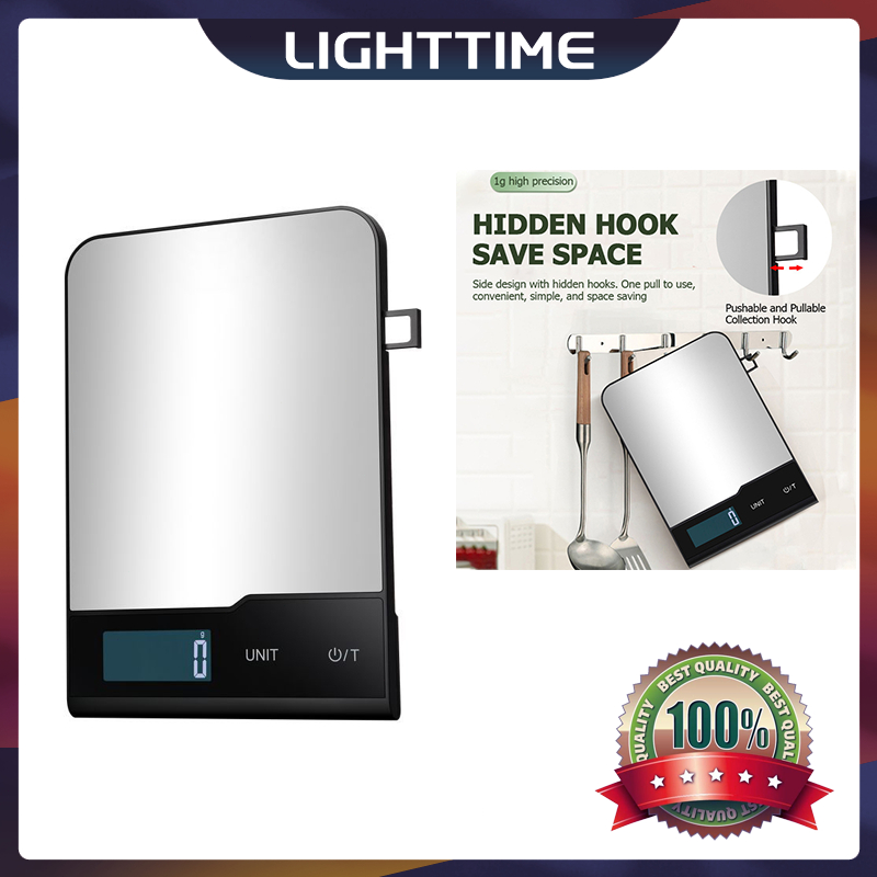 Digital Kitchen Scale 5kg/10kg/15kg 1g Portable Food Scale LED Electronic Scales Stainless Steel ...