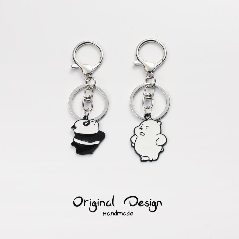 Cartoon Panda Diy Couple Keychain Pendant Cute Ins Bears Key Chain Bag ...