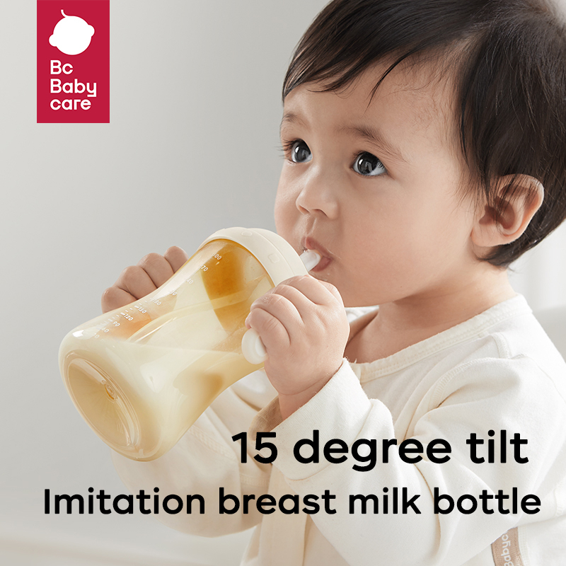 Bc Babycare 300ml Baby Bottle PPSU 15 degree tilt Imitation breast milk bottle With Straw ...