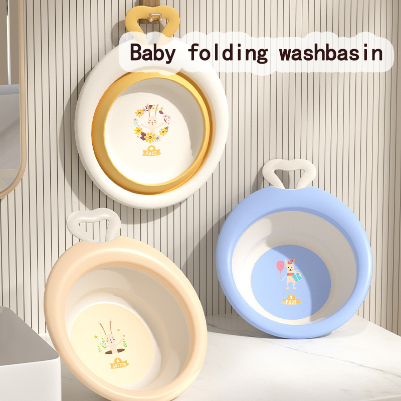 Newborn Baby Folding Washbasin Wash Butt Basin Cute Cartoon Baby ...