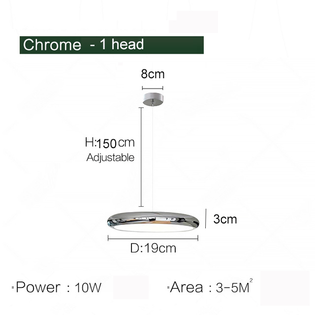 Modern Dinning Table LED Chandelier 3-Light 30W Pendant Light Chrome ...