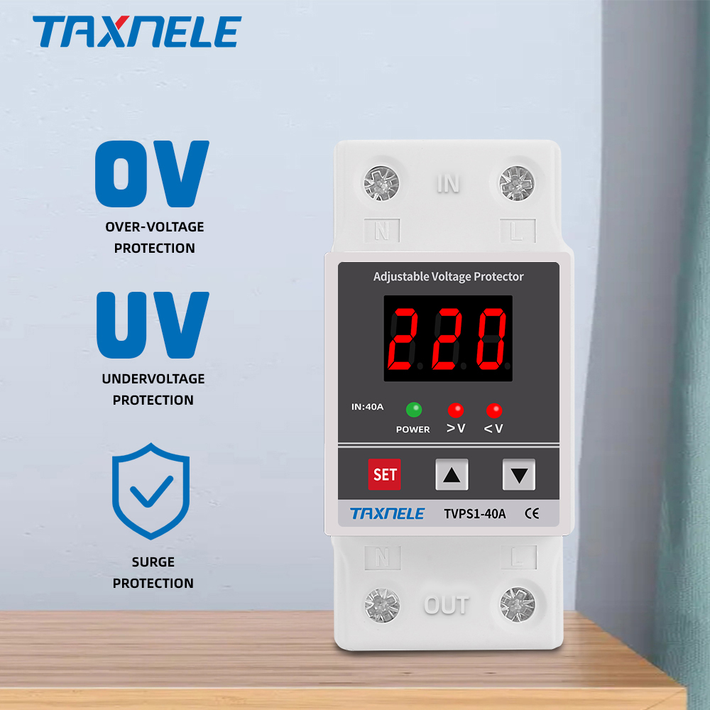 TAXNELE 40A 60A 63A din rail Adjustable Protection Over Under Automatic ...