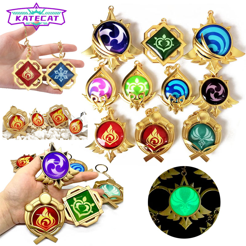 10cm Genshin Impact Vision Metal Keychains Liyue Mondstadt Inazuma ...