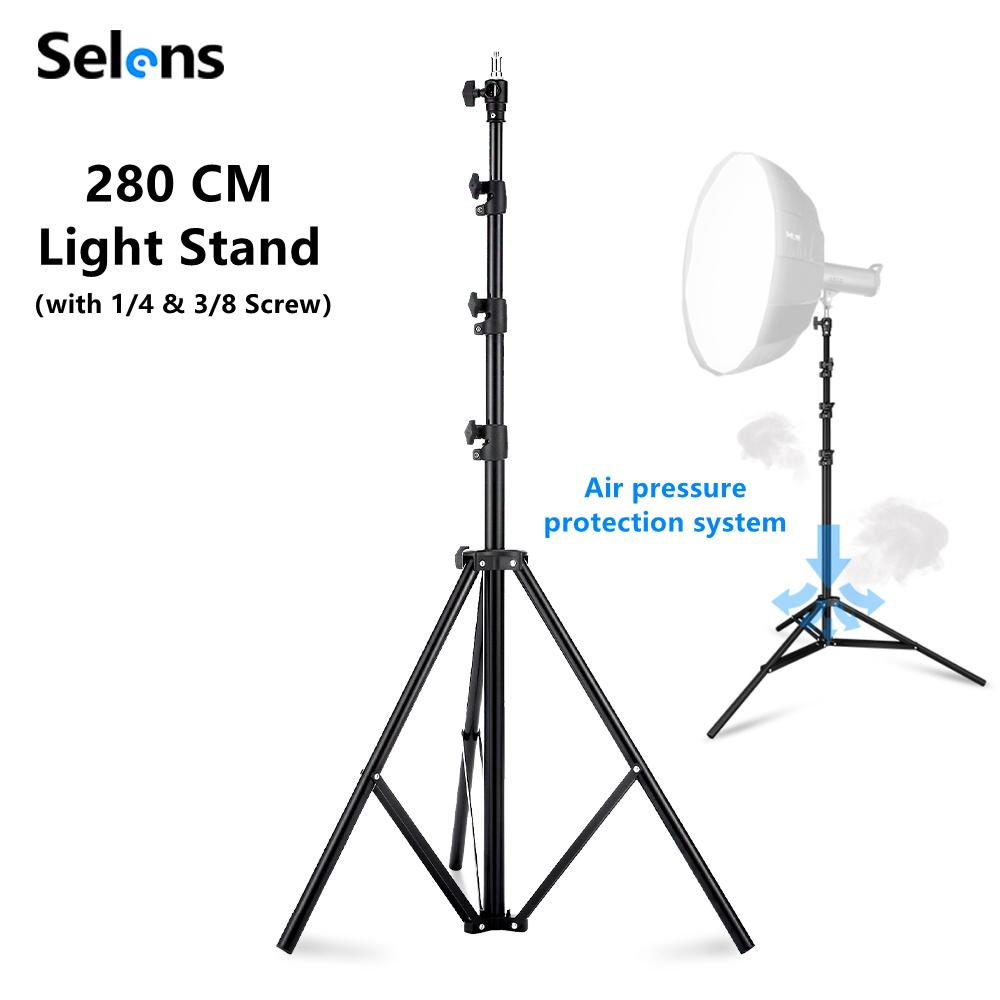 Selens 280cm Light Stand Tripod Air Cushion Protection Stand For Studio Softbox Flash Strobe ...