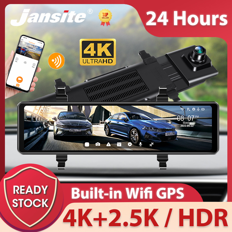Jansite Rear View Mirror DVR Recorder 4K Recorder Dual Lens GPS ...
