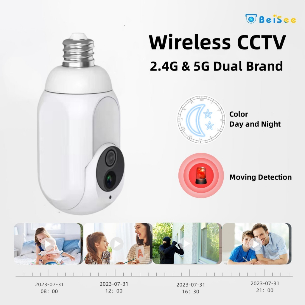 Tuya CCTV E27 CCTV 360 degree IP Camera 3MP bulb camera wifi camera ptz ...