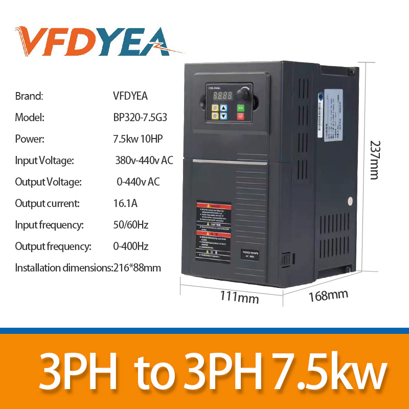 0.75/1.5/2.2/3kw 220v single phase to three phase VFD/VSD 415v ...