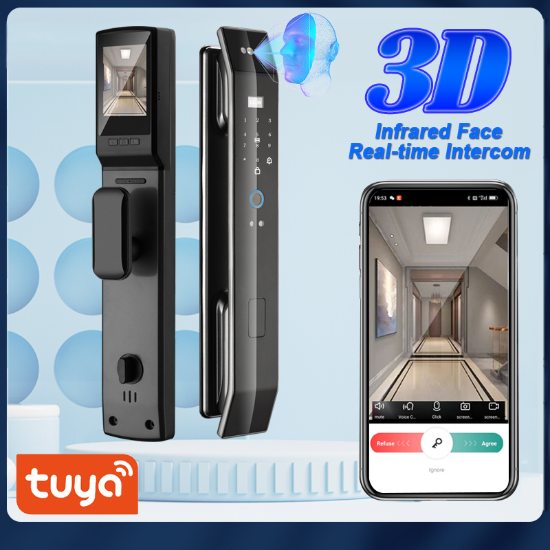 XSDTS 3D Face Smart Door Lock Tuya WIFI Security Camera Monitor Intelligent Fingerprint Password ...