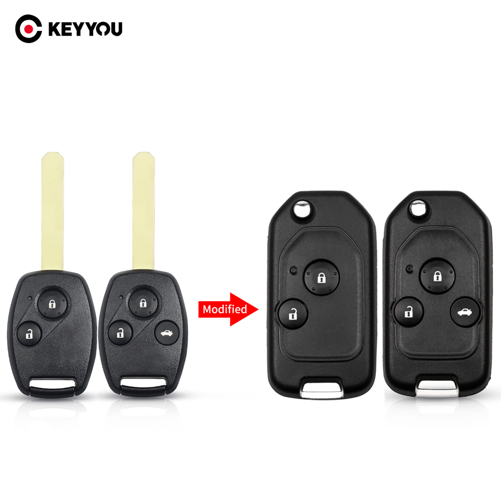 For Honda Car Key Case Modify Flip Key Foldable Keyblade （2 buttons/3 ...