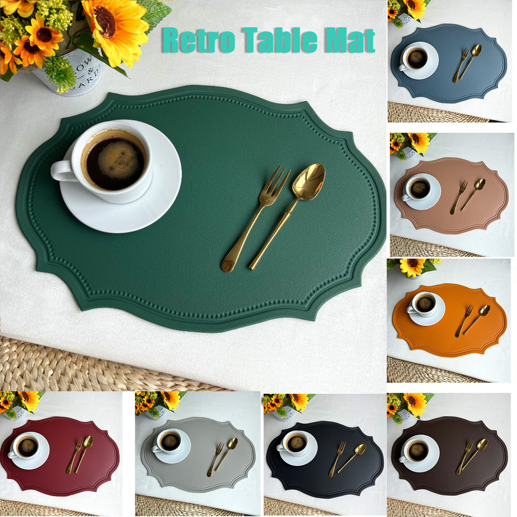 Leather Placemat Ins style Retro Table Mat European-style Creative Heat ...
