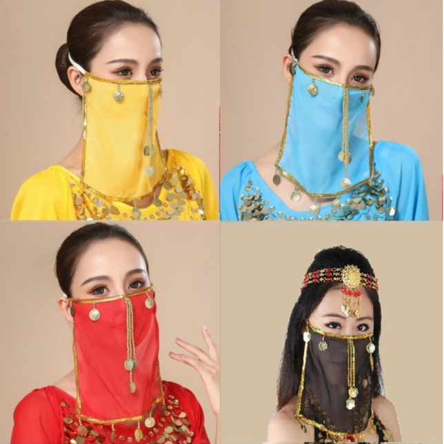 Face Veil Arabian Accessories Indian Dance Veil Performance Costumes ...