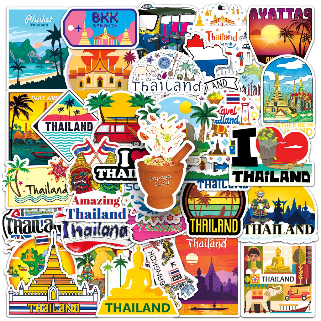 50 Piece Funny Thailand Logo Creative Original Stickers For laptops ...