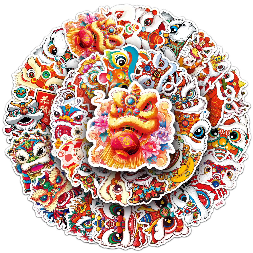 50 Piece Funny Chinese Style Lion Dance Creative Original Stickers For ...