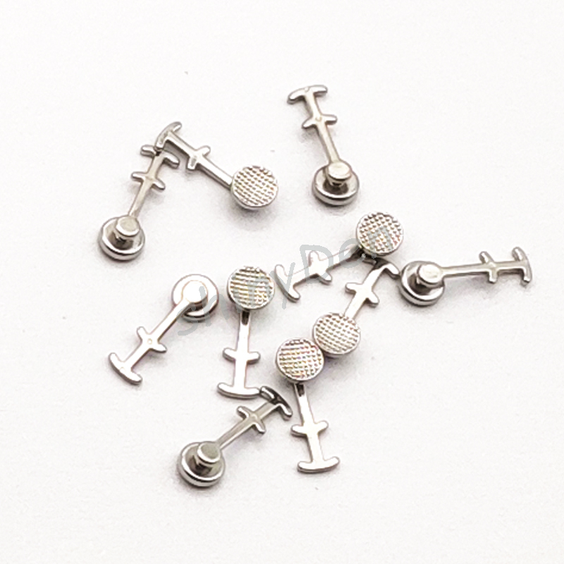 10pcs Orthodontic Multi Hook Lingual Button with Long Arms Metal Bondable Lingual Buttons with ...