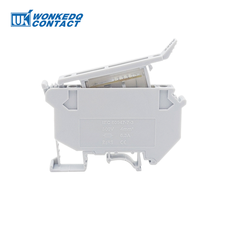 UK5-HESI Screw Fuse Terminal Block Din Rail Connector With 24V/220V LED With Disconnect Lever ...