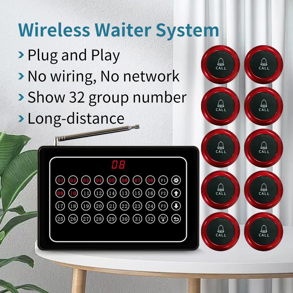 Restaurant Calling System Wireless Waiter Service Call Bell Button ...
