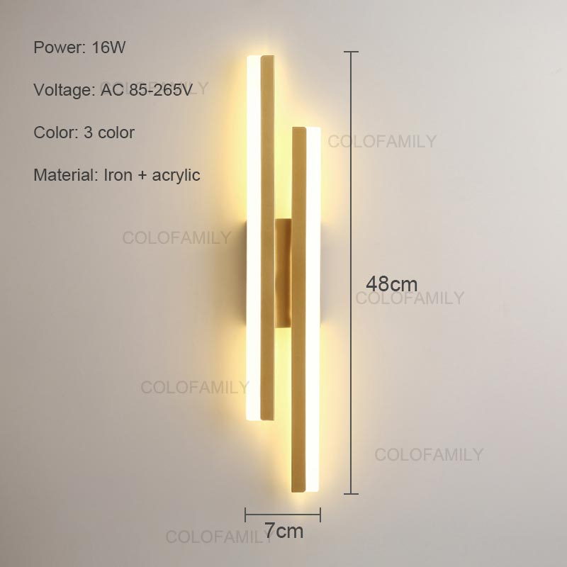 3 Color LED Wall Light Gold Minimalist Spiral Wall Lamp Modern Living ...
