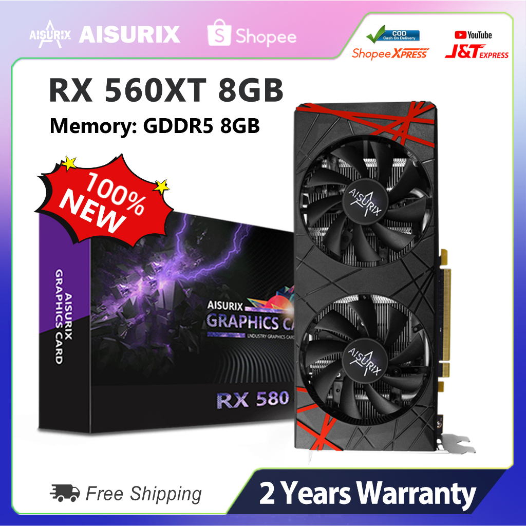 AISURIX RX 560xt Graphics Card 8GB AMD GPU PC Computer Video Card For ...
