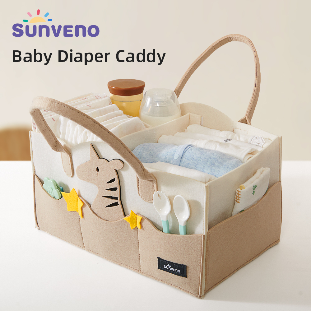SUNVENO Portable Baby Diaper Caddy Organizer Storage Basket,Holder Bag ...