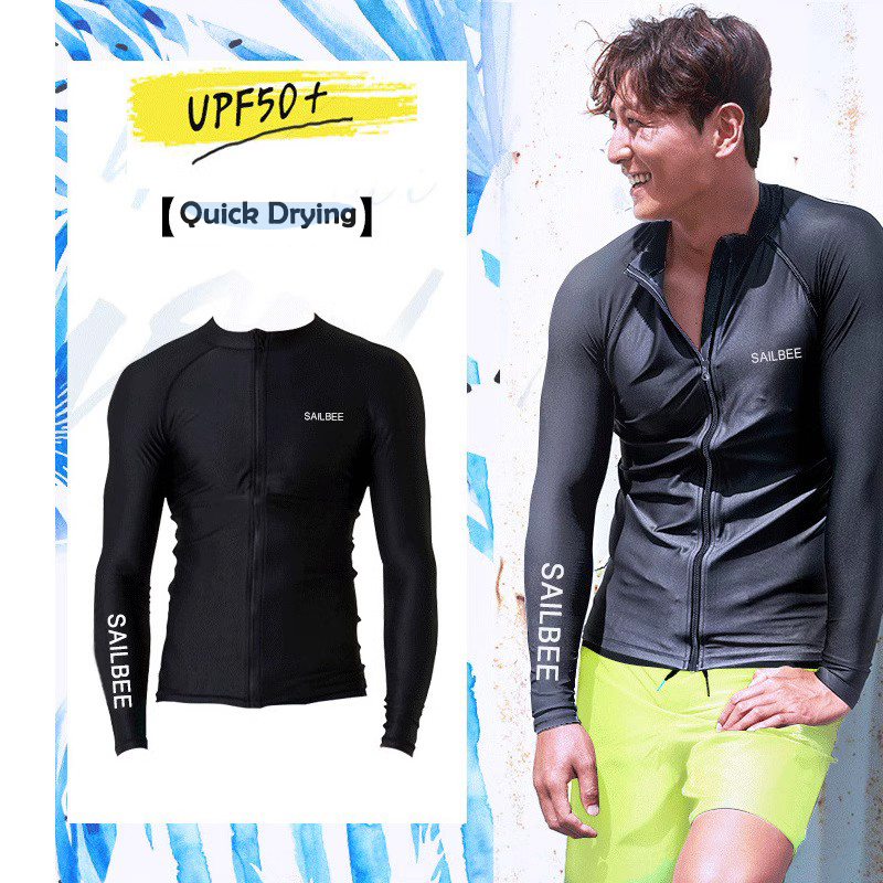 SAILBEE Men's UV Sun Protection Long Sleeve Rash Guard Wetsuit Swimsuit ...