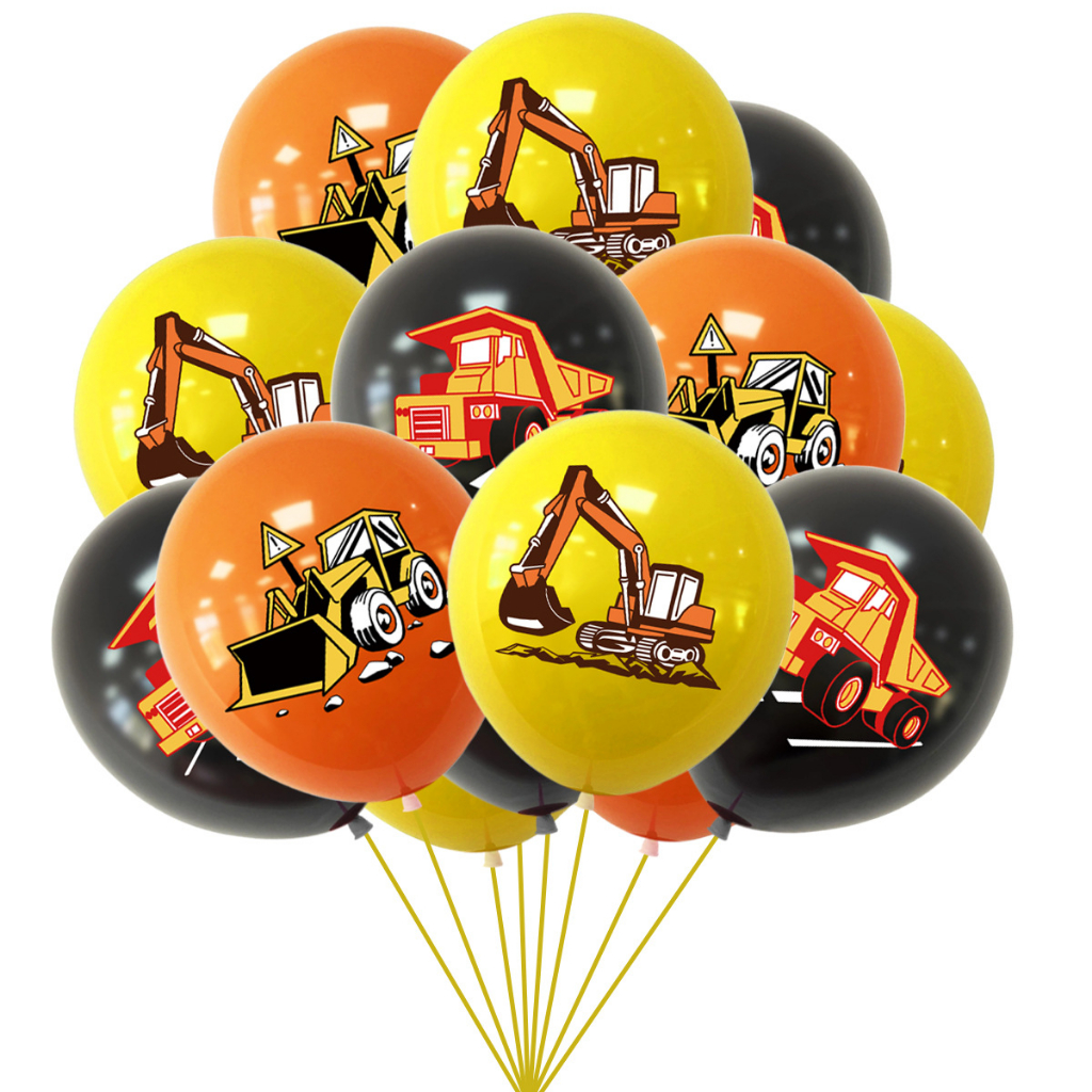 10pcs Construction Inflatable Latex Balloons Excavator Bulldozer Truck ...