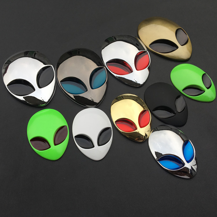 1 Pcs Metal 3D Alienware Alien Head Auto Logo Sticker Vinyl Badge ...