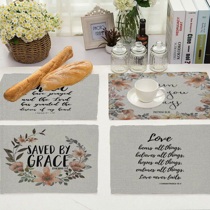 Christian Bible Verse Christian Floral Inspirational Quote Linen Pad ...