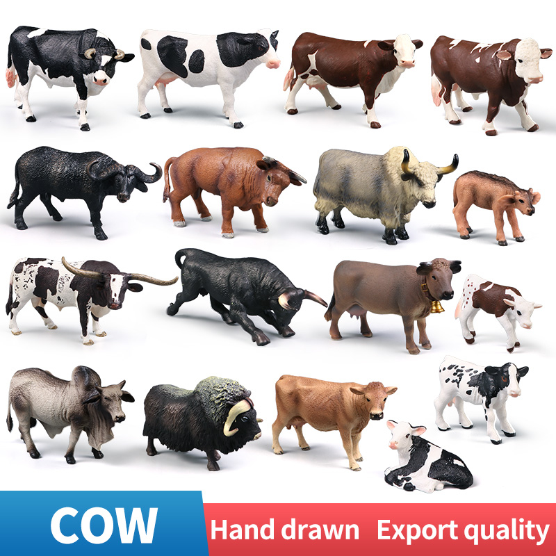 Simulation Cute Farm Animals Milk Cow Cattle Calf Angus Bull OX Buffalo ...