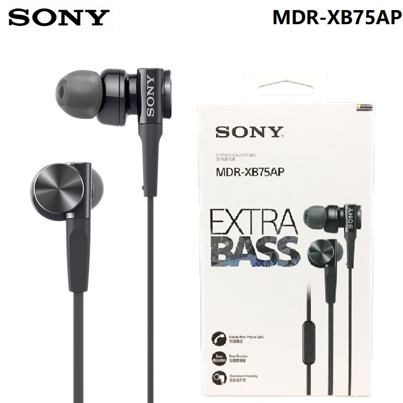 Sony MDR-XB75AP 3.5mm In-Ear Headphones With Mic Extra Bass Earphones ...