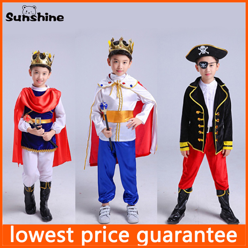Boys Prince King Cosplay Costume Cloak Scepter Set Halloween Theme ...