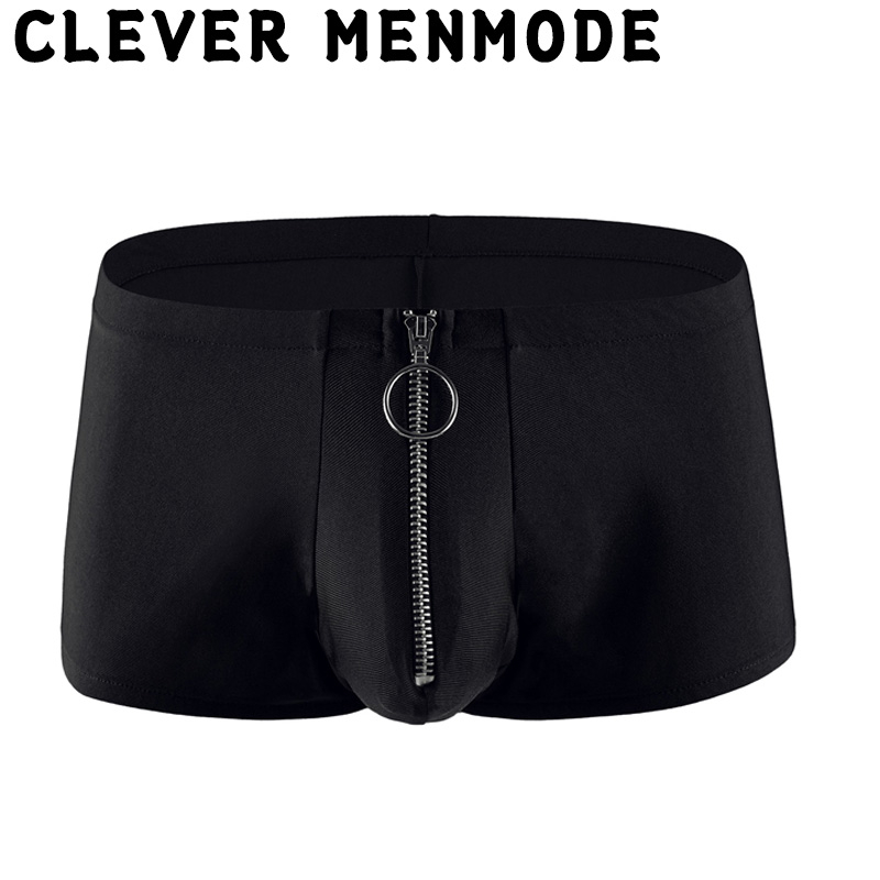 Men Boxer Front Zipper Crotch Panties Low Rise Breathable Underwear ...