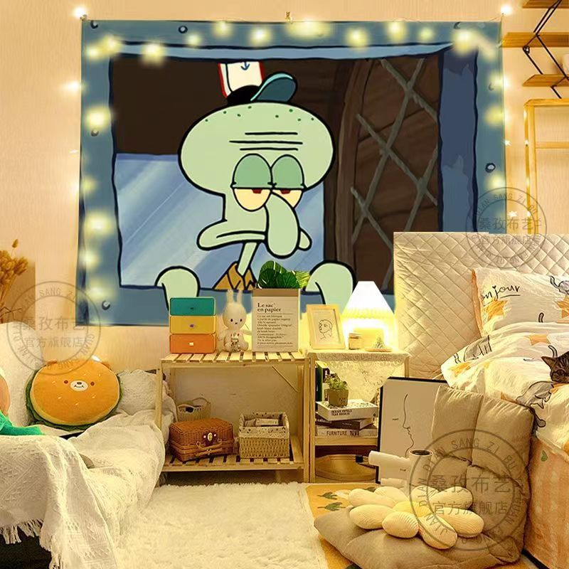 With Lamp SpongeBob & Octopus Cartoon Hanging Tapestry for Creative and ...