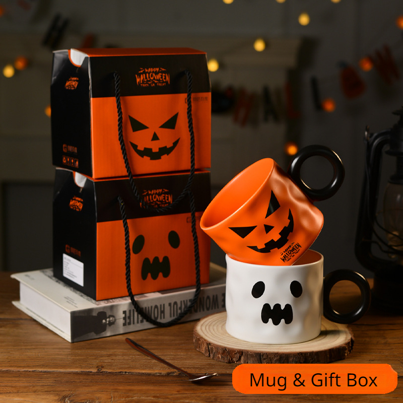 INS Style Mug Halloween Gift Pumpkin Mug Ceramic Mug Halloween Gift Set ...