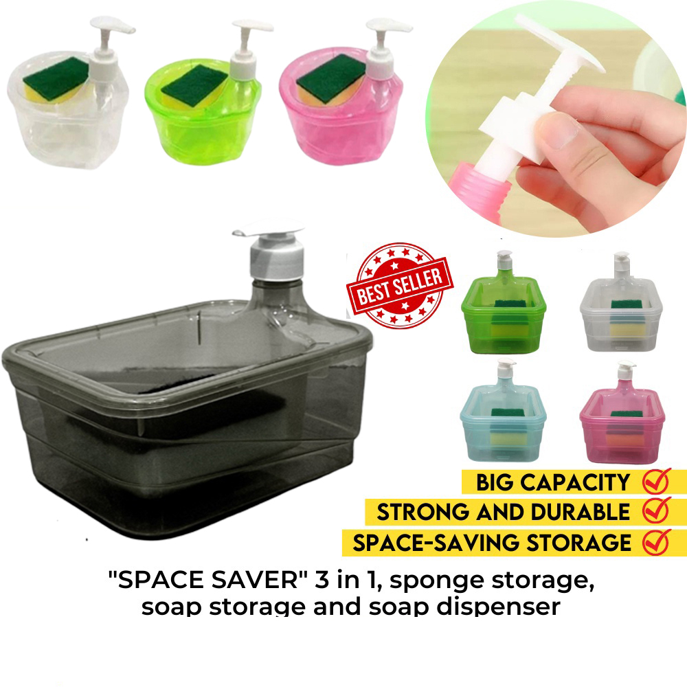 Soap Dispenser 2 in 1 Box Holder Pump Dispenser Manual Utility Kitchen ...