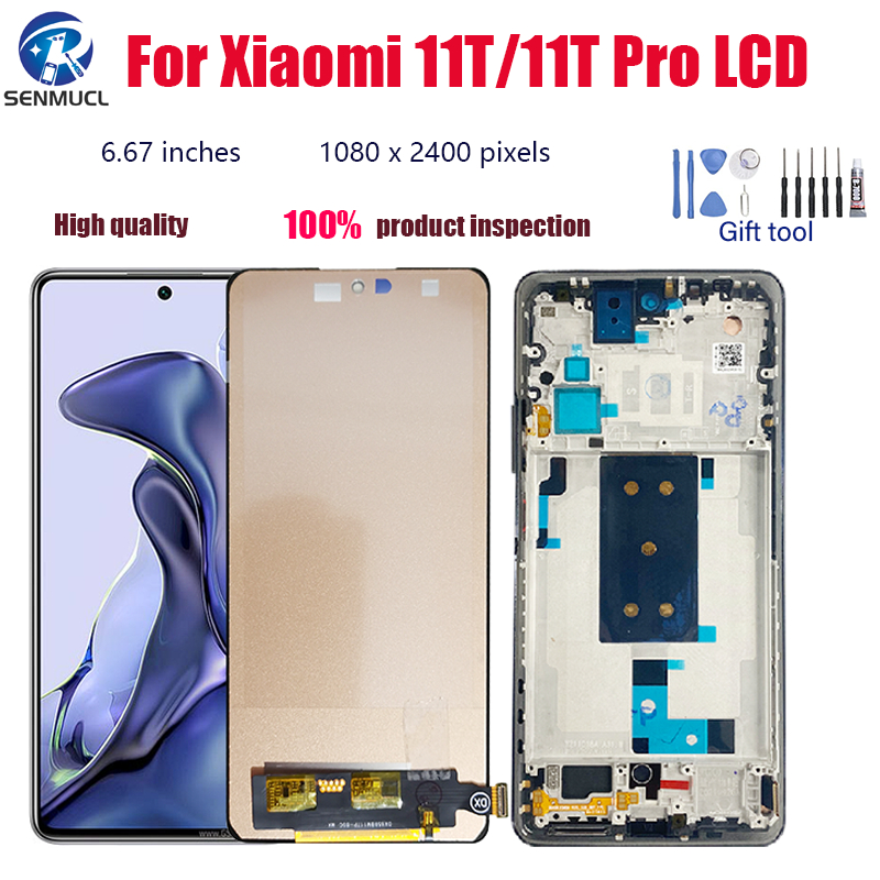 Original AMOLED / TFT Xiaomi Mi 11T 11T Pro LCD Display Touch Screen With Frame Replacement ...