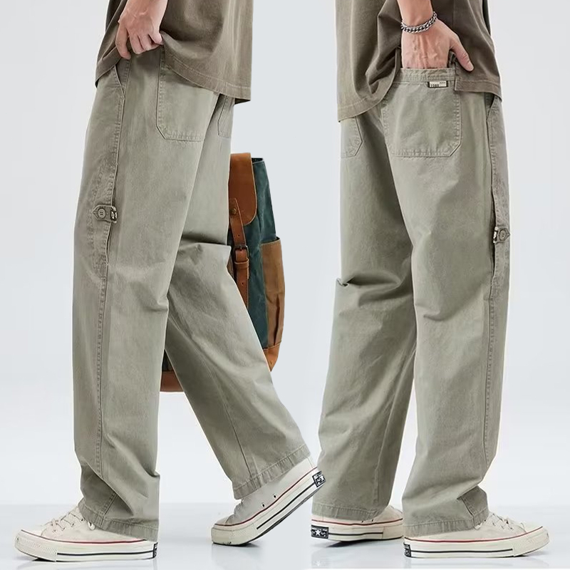 M-5XL Plus Size Cotton Loose Straight Cut Khaki Kargo Cargo Kerja ...