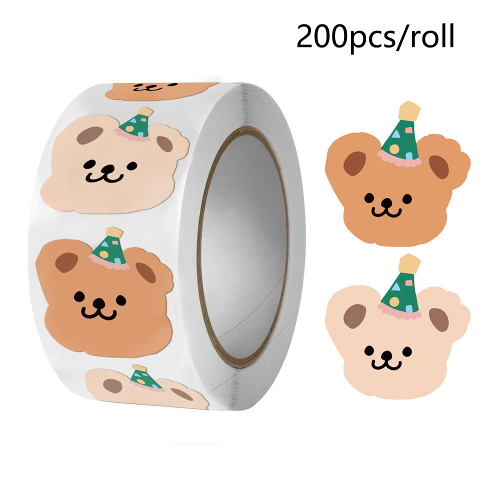 200pcs/roll Cute Little Bear Stickers Whole Paper Adhesive Tape INS ...