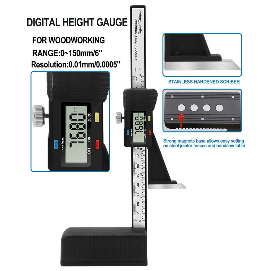 0-150mm digital display height ruler, woodworking table saw height ...
