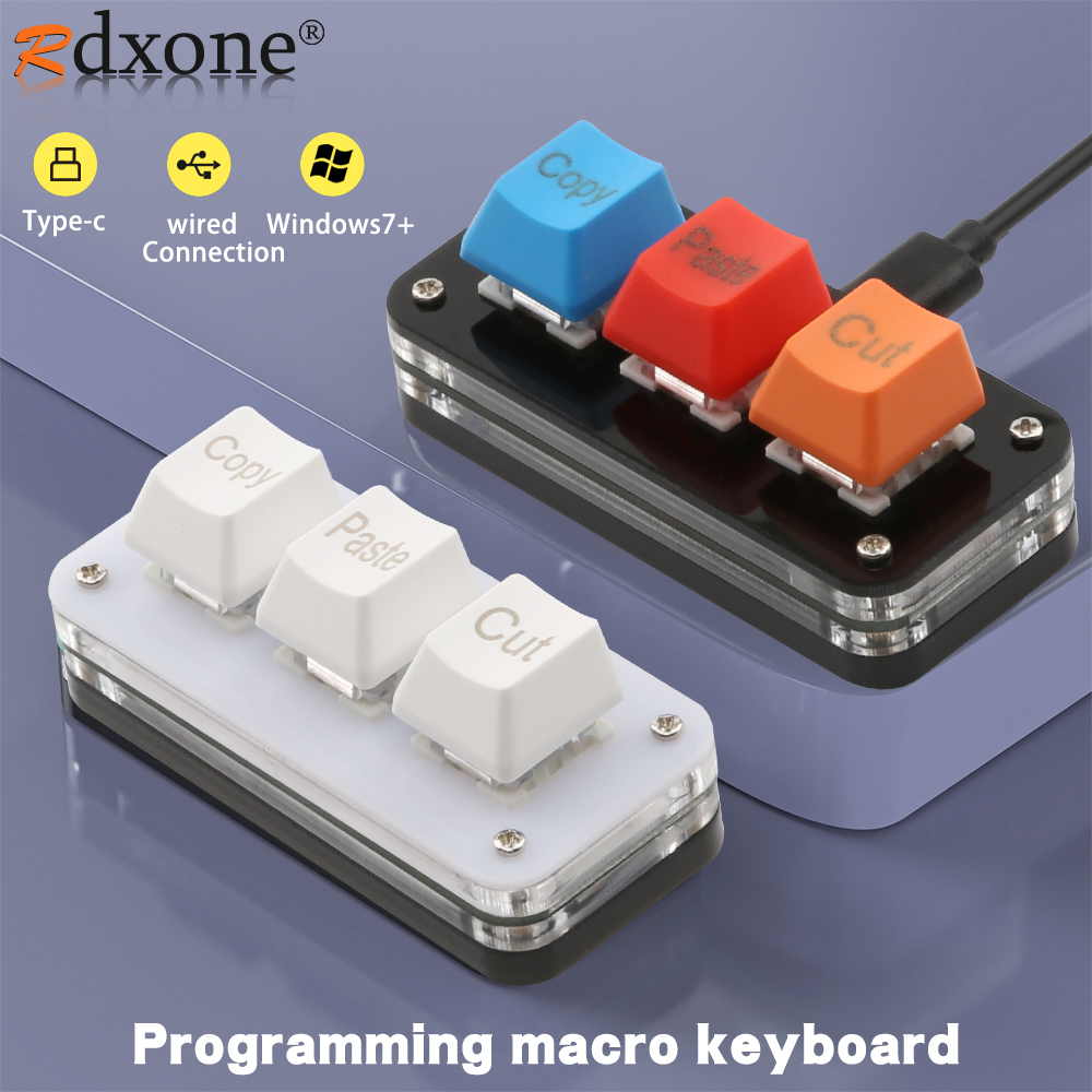 Rdxone Programming Macro Custom Keyboard RGB 3 Key Copy Paste Mini Button Photoshop Gaming ...