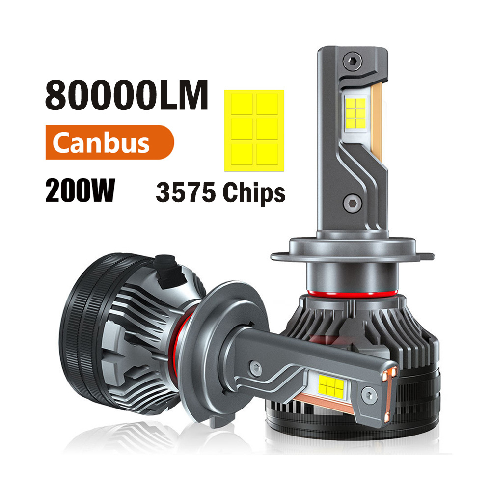 【2PCS】Super Power Car LED Headlight CSP 3570 200W 80000LM 6000K H7 H4 H11 Led Lamp 3 Copper Tube ...