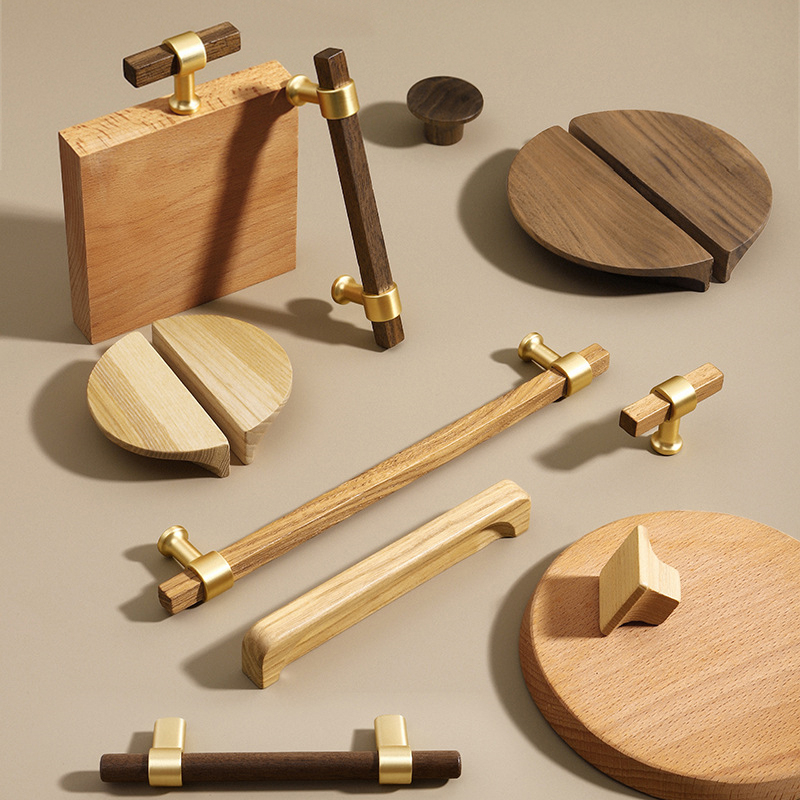 1pcs Wooden Cabinet Handles for Furniture Drawer Knobs Kitchen Cupboard ...