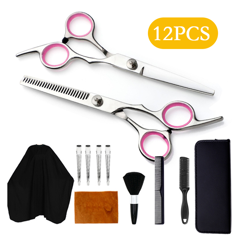 GEESO 12PCS Professional Hair Cut Scissors Set Stainless Steel Gunting ...