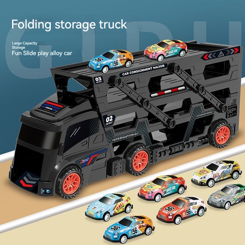 [Ready Stock]container truck toys truck with cars garage car truck ...