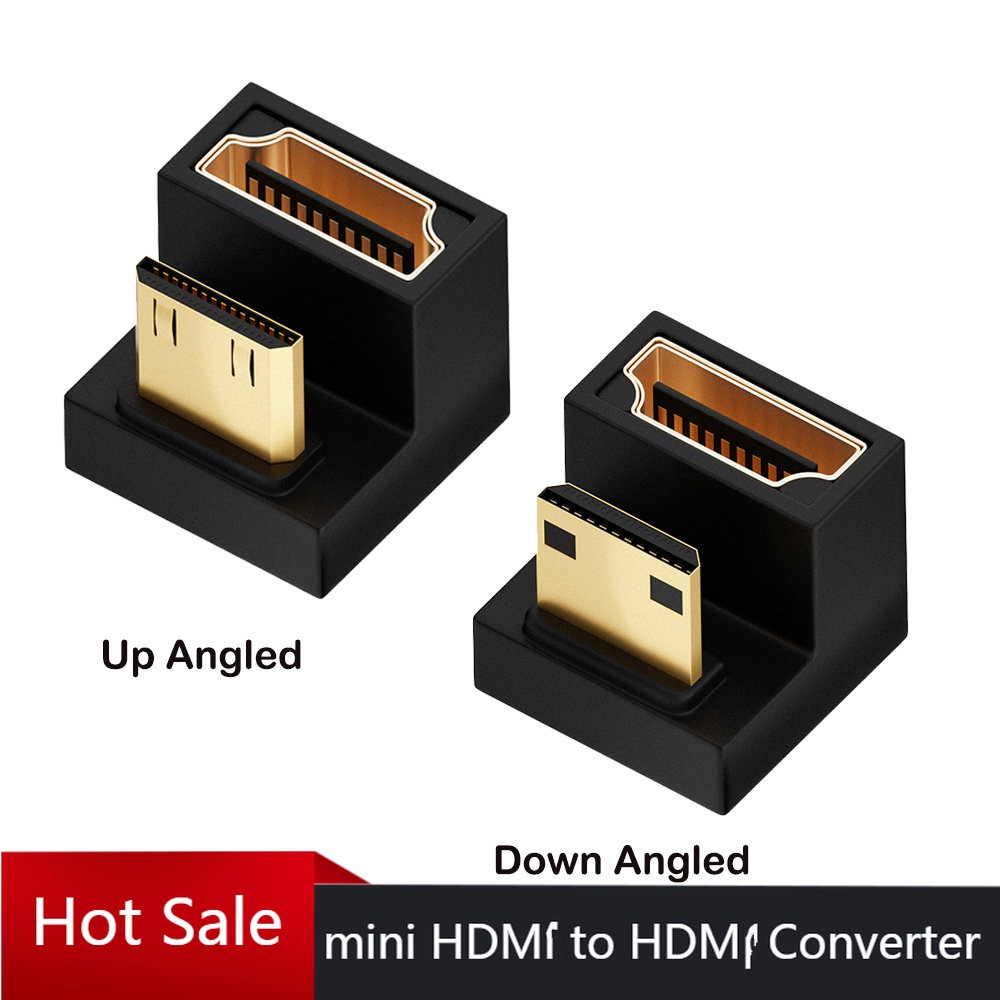360 Degree Angled U-shaped L Converter Mini HDM Male to HDMI-compatible ...