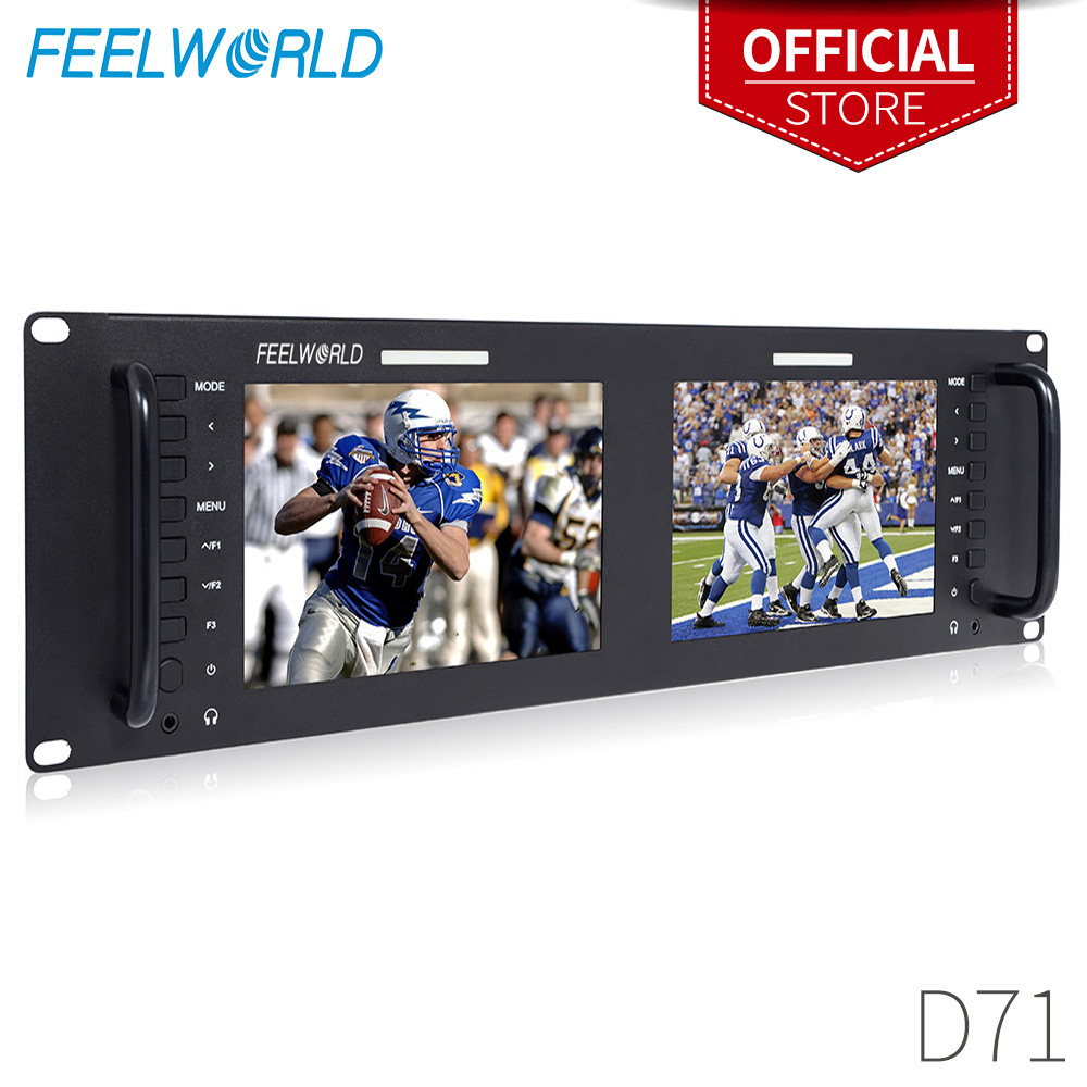 FEELWORLD D71 Plus -H Dual 7 Inch 3RU IPS 1920x1200 Broadcast LCD Rack ...