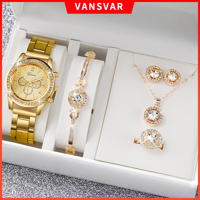 Geneva Women Watches Fashion Rhinestone Stainless Steel Quartz Watch