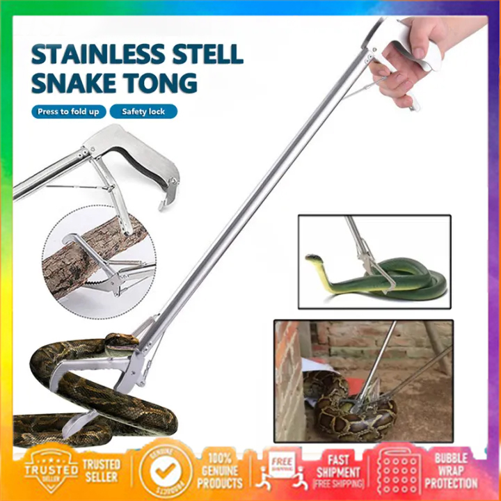 Snake Tongs 1.5 Meters Reptile Grabber Catcher Stainless Steel Serrated ...
