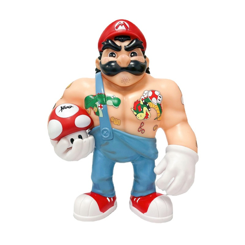 20cm Super Mario Bros. Muscle Mario Toad Red Mushroom Yoshi Bowser ...